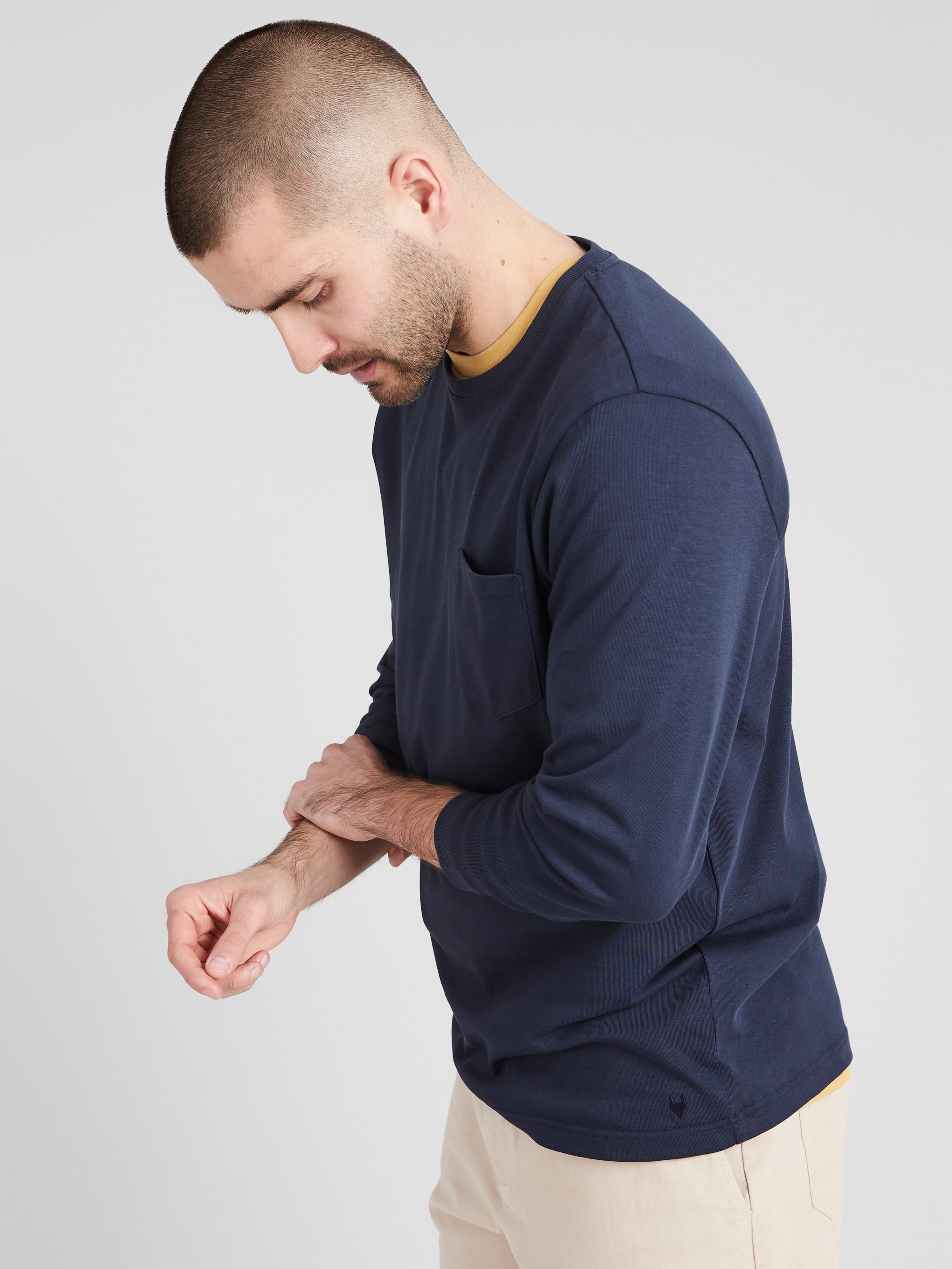 Premium Essential Long Sleeve Pocket T-shirt — Wolsey